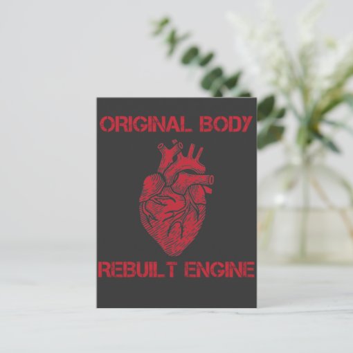 Heart Transplant Rebuilt Engine Bypass Get well Postcard | Zazzle