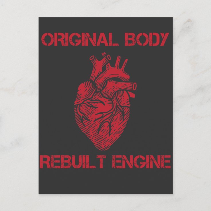 Heart Transplant Rebuilt Engine Bypass Get well Postcard | Zazzle
