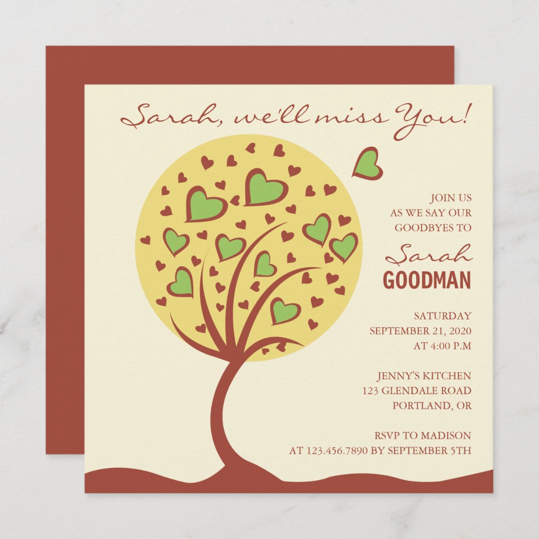 Heart Tree Farewell Party Invitation | Zazzle