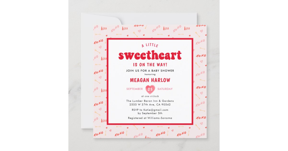 Heart Valentine's Day February Baby Shower Invitation | Zazzle