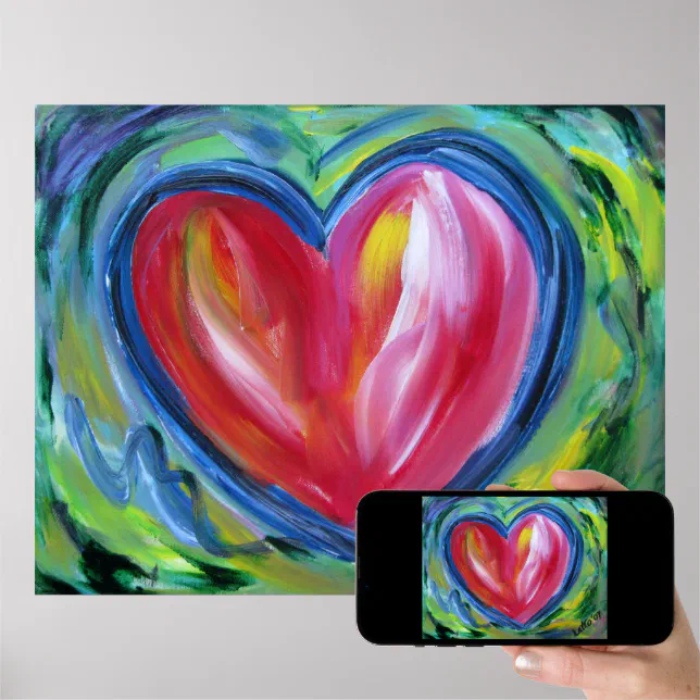 Heart with Hope Painting Art Poster Prints | Zazzle