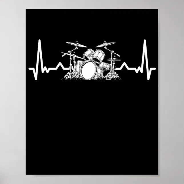 Heartbeat Drum Set Drummer Musician Drumsticks Poster | Zazzle
