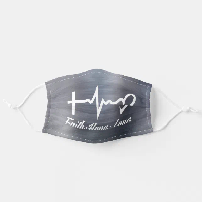 Heartbeat; Faith, Hope, Love Adult Cloth Face Mask | Zazzle