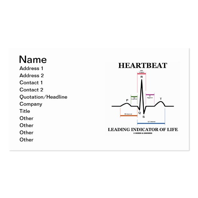 Heartbeat Leading Indicator Of Life (ECG/EKG) Business Card Templates