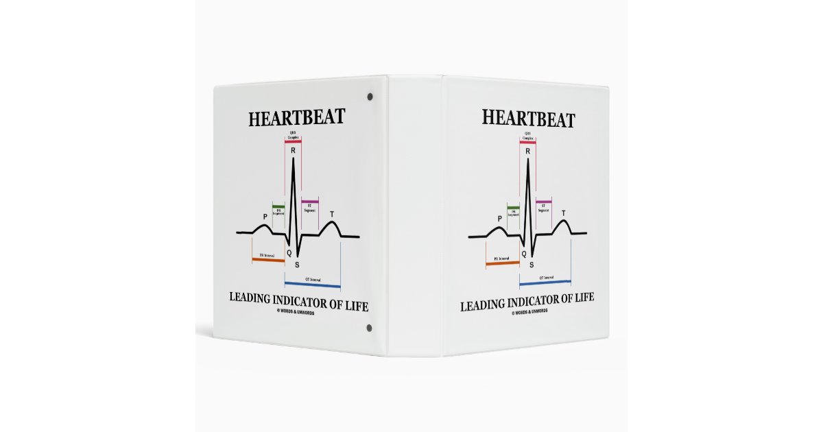 Heartbeat Leading Indicator Of Life ECG/EKG Humor 3 Ring Binder | Zazzle