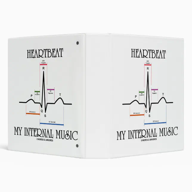 Heartbeat My Internal Music ECG EKG Sinus Rhythm 3 Ring Binder | Zazzle