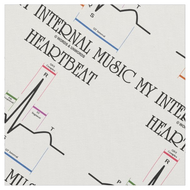 Heartbeat Is My Internal Music EKG Sinus Rhythm Fabric | Zazzle