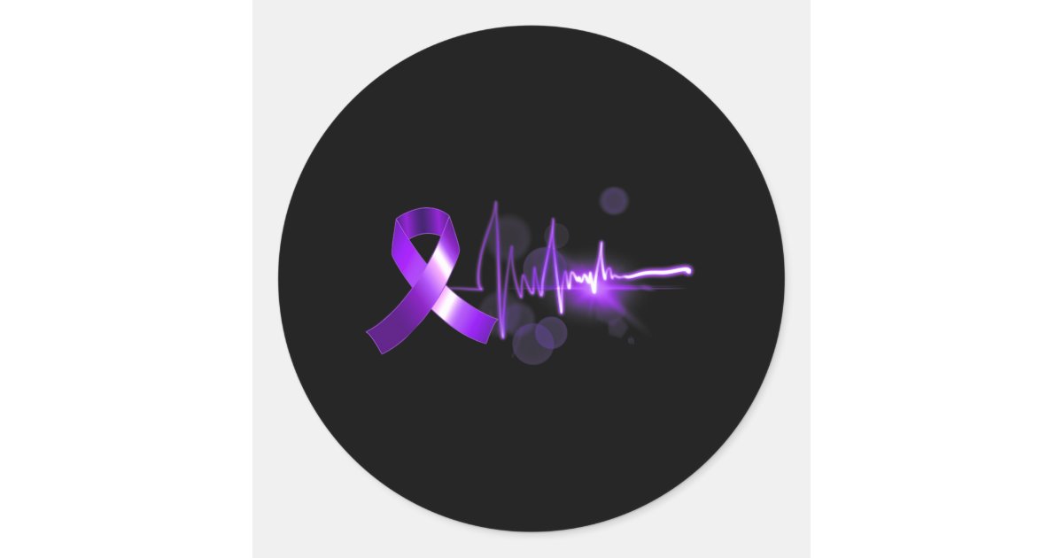 Heartbeat Opioid Ribbon Opioid Overdose Awareness Classic Round Sticker ...