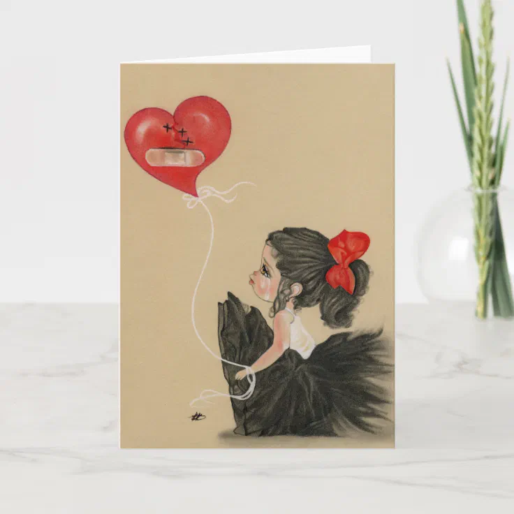 Heartbroken little sad cartoon girl Card | Zazzle