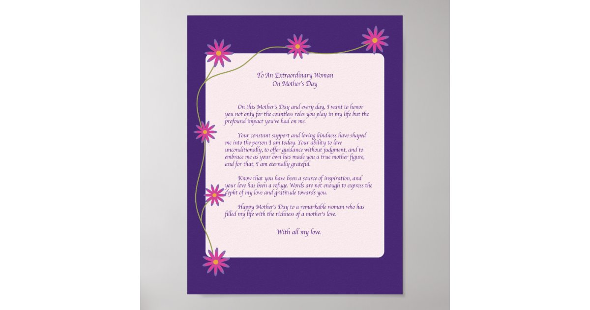 Heartfelt Letter to Mother Figure Poster | Zazzle