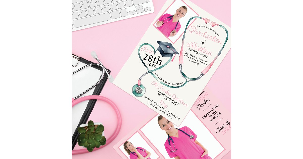 Heartfelt Success: Nursing School Graduation Party Invitation | Zazzle