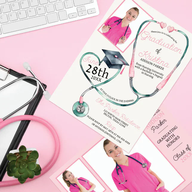 Heartfelt Success: Nursing School Graduation Party Invitation | Zazzle