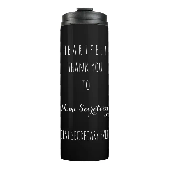 Heartfelt Thank You Best Secretary Ever Typography Thermal Tumbler | Zazzle