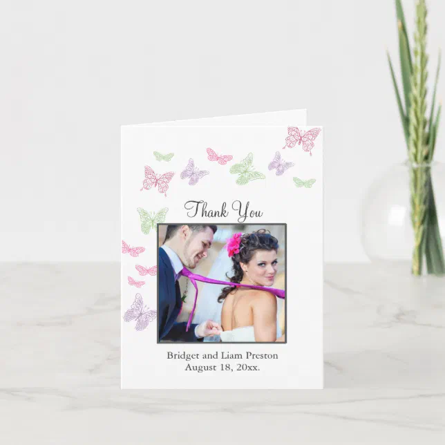 Heart's a Flutter Wedding Thank You Card | Zazzle