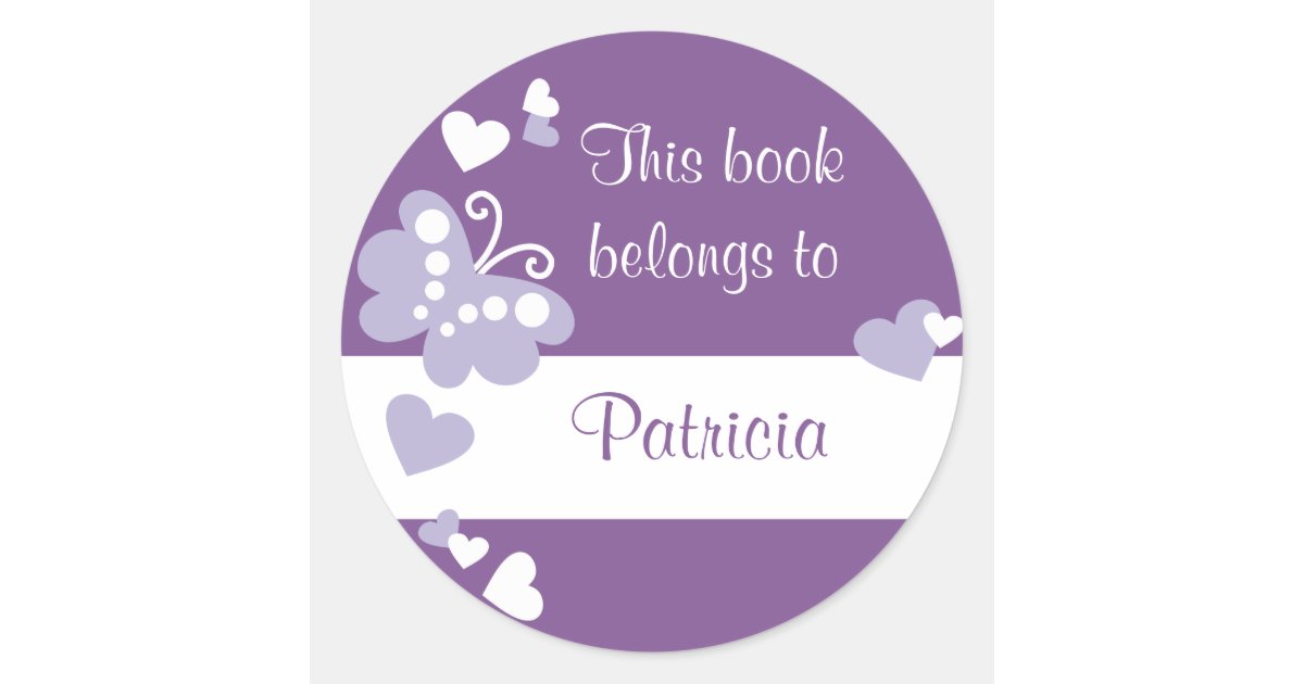 Hearts And Butterfly Custom Bookplate Labels | Zazzle