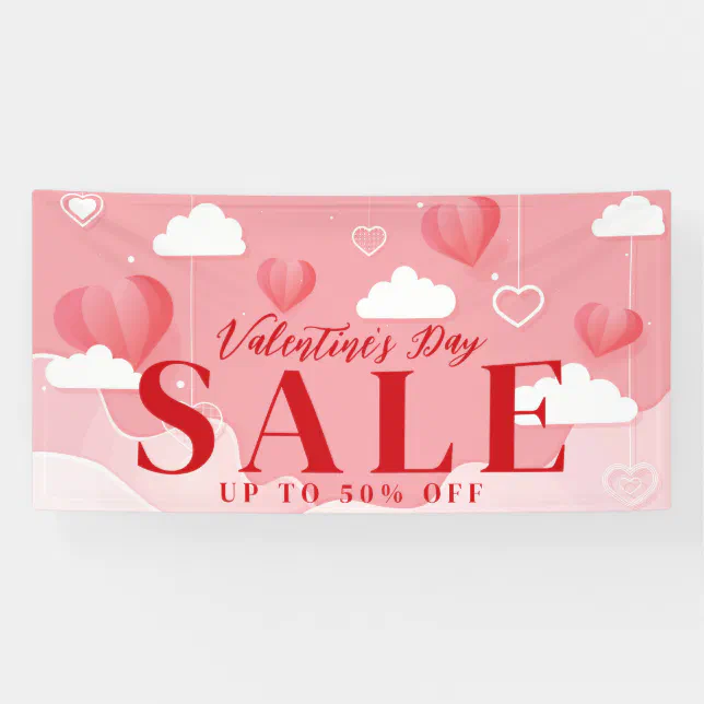 Hearts and Clouds Store Valentines Day Sale Banner | Zazzle