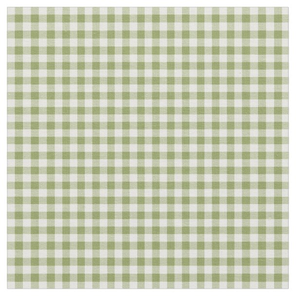 Green and White Check Gingham Pattern Fabric | Zazzle