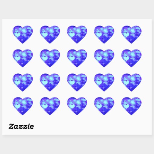 Hearts Bokeh Light Background blue Heart Sticker | Zazzle