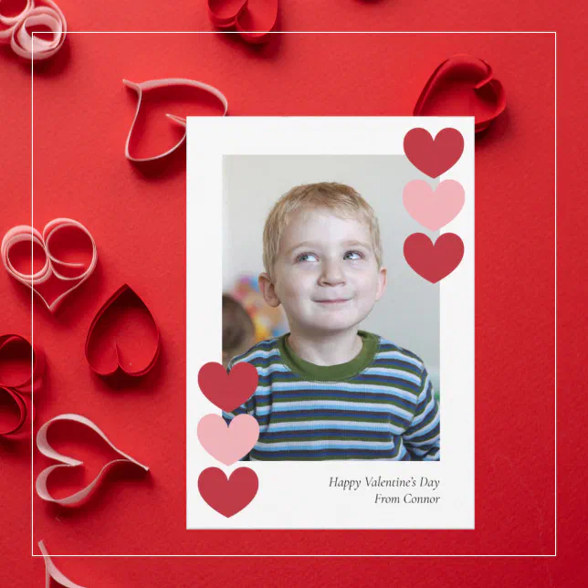 Hearts Classroom Photo Valentines Cards | Zazzle