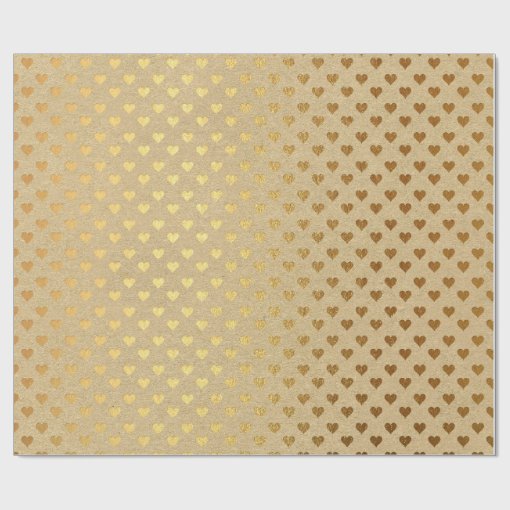 Hearts Confetti Kraft Gold Natural Elegant Minimal Wrapping Paper | Zazzle