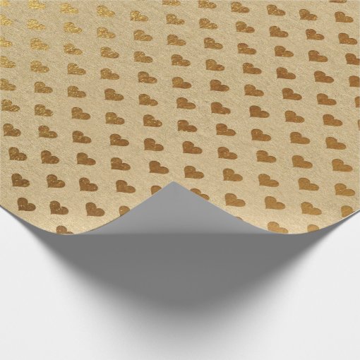Hearts Confetti Kraft Gold Natural Elegant Minimal Wrapping Paper | Zazzle