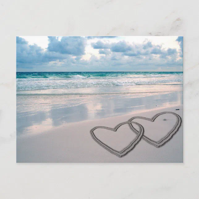 Hearts Drawn in the Sand Postcard | Zazzle