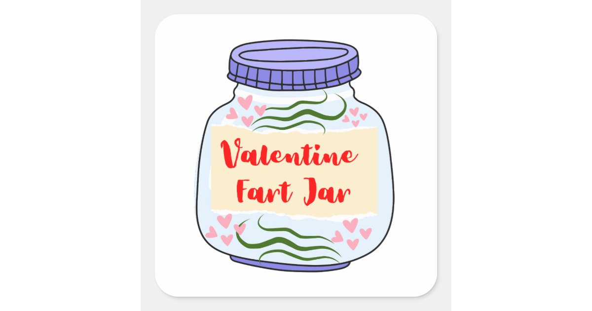 Hearts & Fart Jar Square Sticker | Zazzle