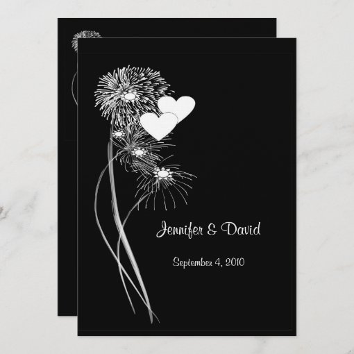 Hearts & Fireworks Wedding Invitation | Zazzle