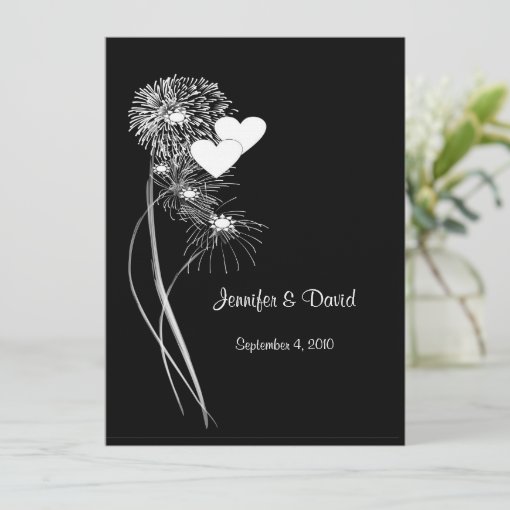 Hearts & Fireworks Wedding Invitation | Zazzle