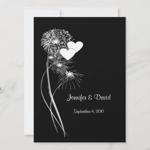 Hearts & Fireworks Wedding Invitation | Zazzle