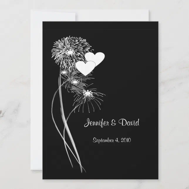 Hearts & Fireworks Wedding Invitation | Zazzle