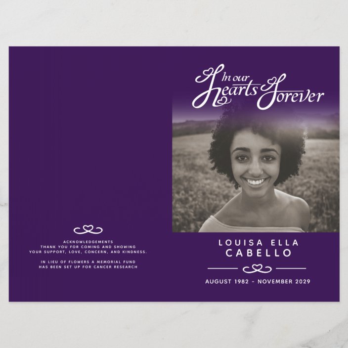 Hearts forever funeral program order of service | Zazzle.com