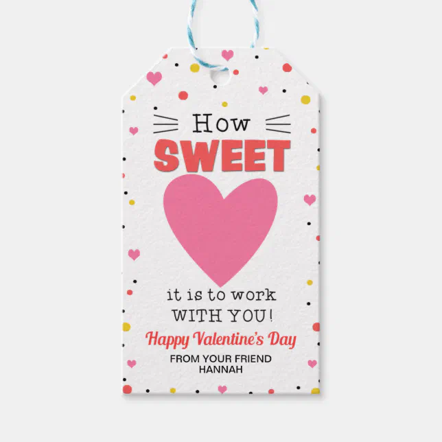 Hearts Gift Tags, Coworker Valentine's Tag | Zazzle