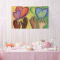 Hearts & Hands Love Diversity Art Custom Banner | Zazzle