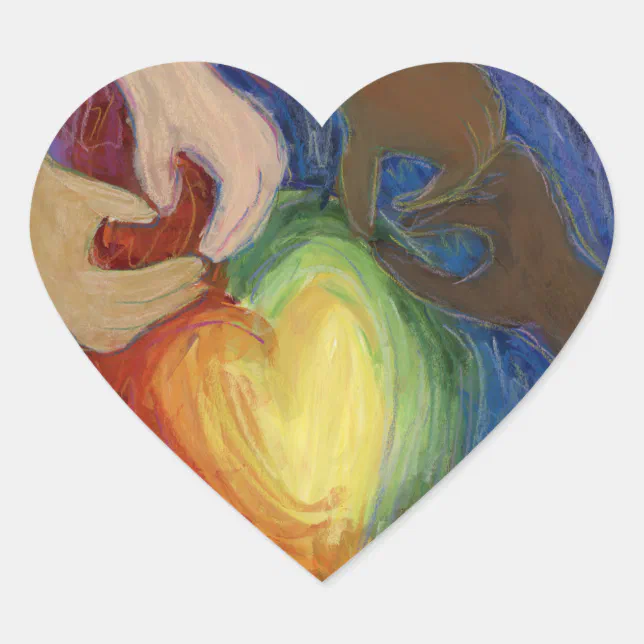 Hearts & Hands Love Diversity Art Decal Stickers | Zazzle