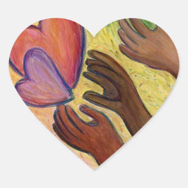 Hearts & Hands Love Diversity Art Decal Stickers | Zazzle