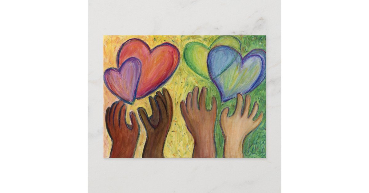 Hearts & Hands Love Diversity Custom Art Postcards | Zazzle