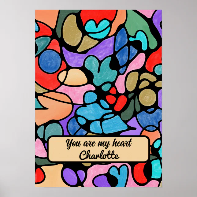 HEARTS NEUROGRAPHIC DIGITAL WATERCOLORS POSTER | Zazzle