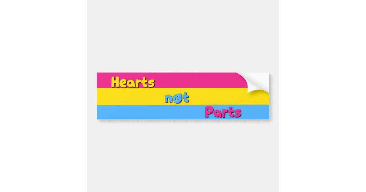 Hearts Not Parts Pansexual Pride Bumper Sticker | Zazzle
