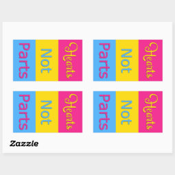 Hearts Not Parts Pansexual Pride Sticker | Zazzle
