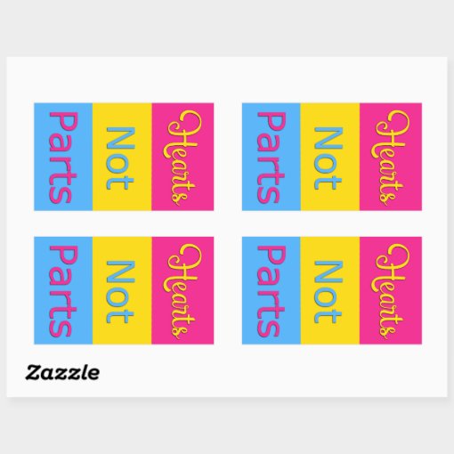 Hearts Not Parts Pansexual Pride Sticker | Zazzle