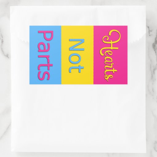Hearts Not Parts Pansexual Pride Sticker | Zazzle