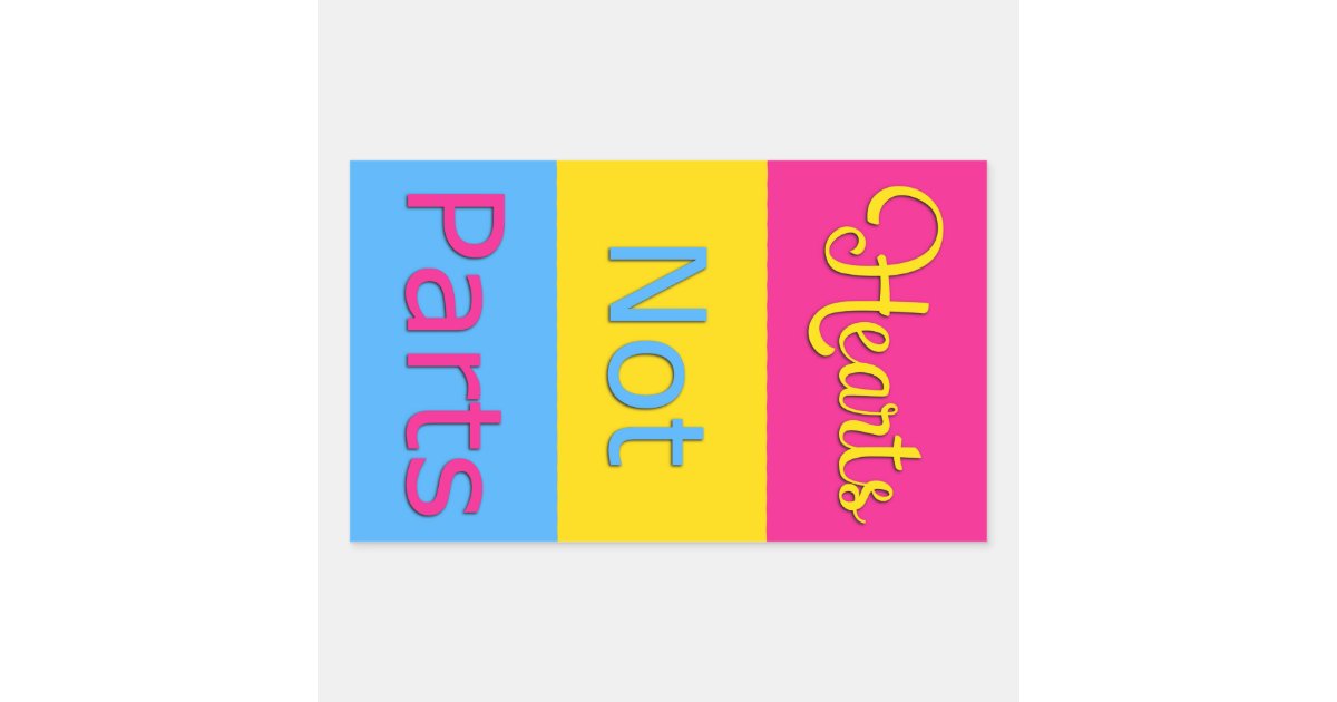 Hearts Not Parts Pansexual Pride Sticker | Zazzle