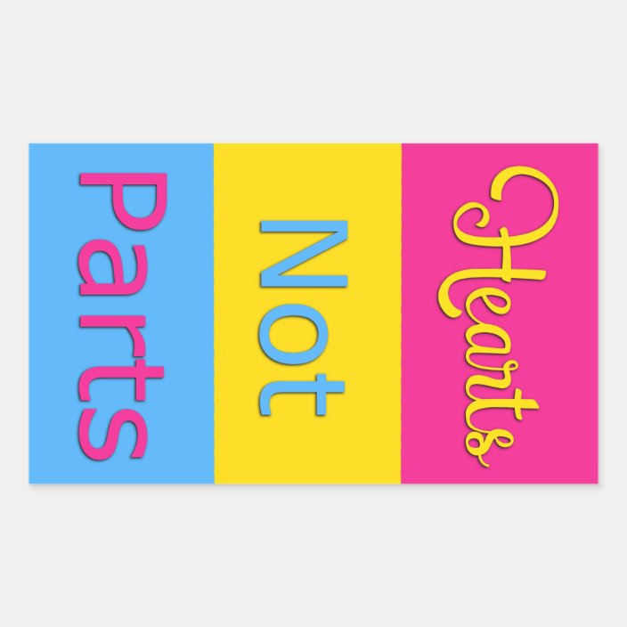 Hearts Not Parts Pansexual Pride Sticker | Zazzle.com