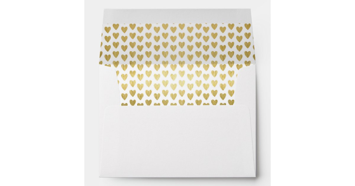 Hearts of Gold Decorative Wedding Lined Envelope | Zazzle