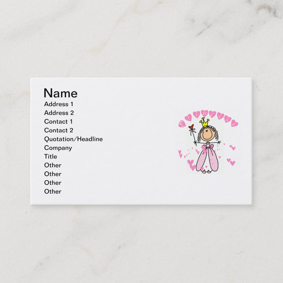 Hearts Princess Business Card | Zazzle