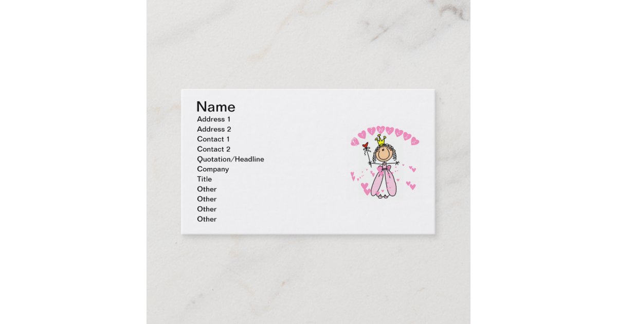 Hearts Princess Business Card | Zazzle