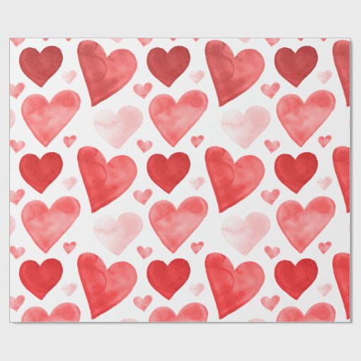 Hearts - Red Watercolor Hearts Wrapping Paper | Zazzle