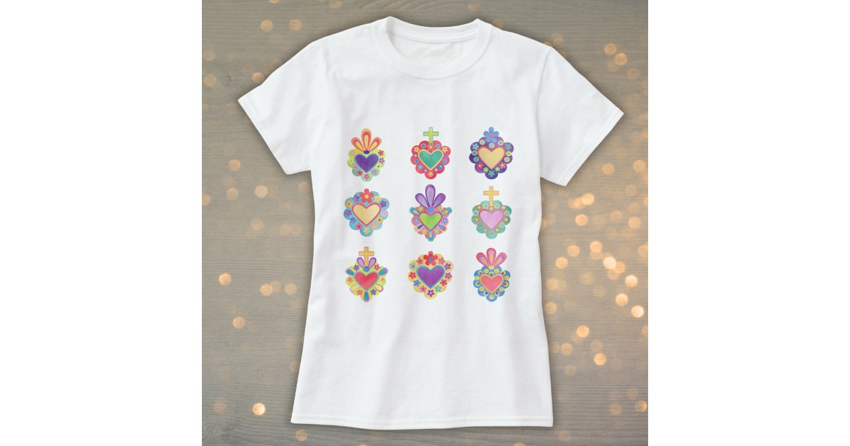 hearts, SACRED HEARTS clipart, WATERCOLOR, mexico T-Shirt | Zazzle