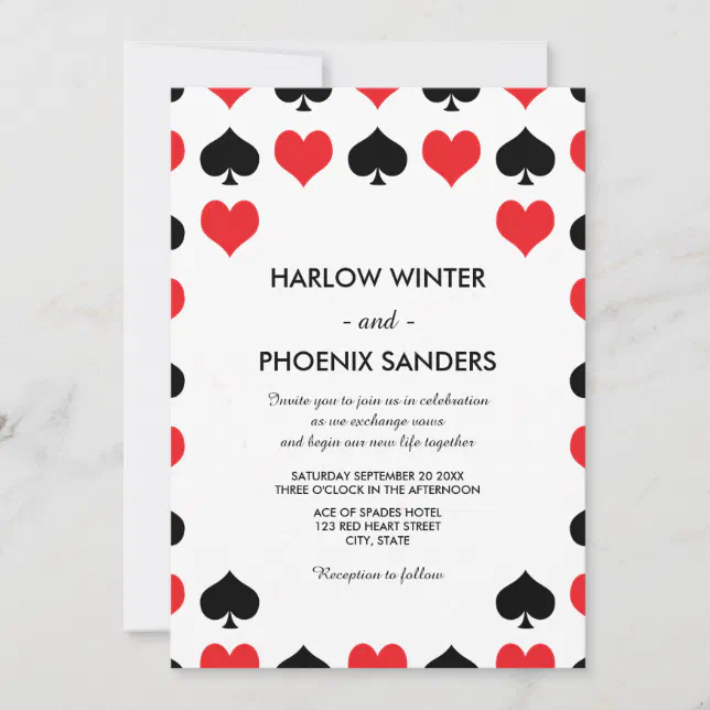 Hearts Spades Casino Wedding Invitation | Zazzle